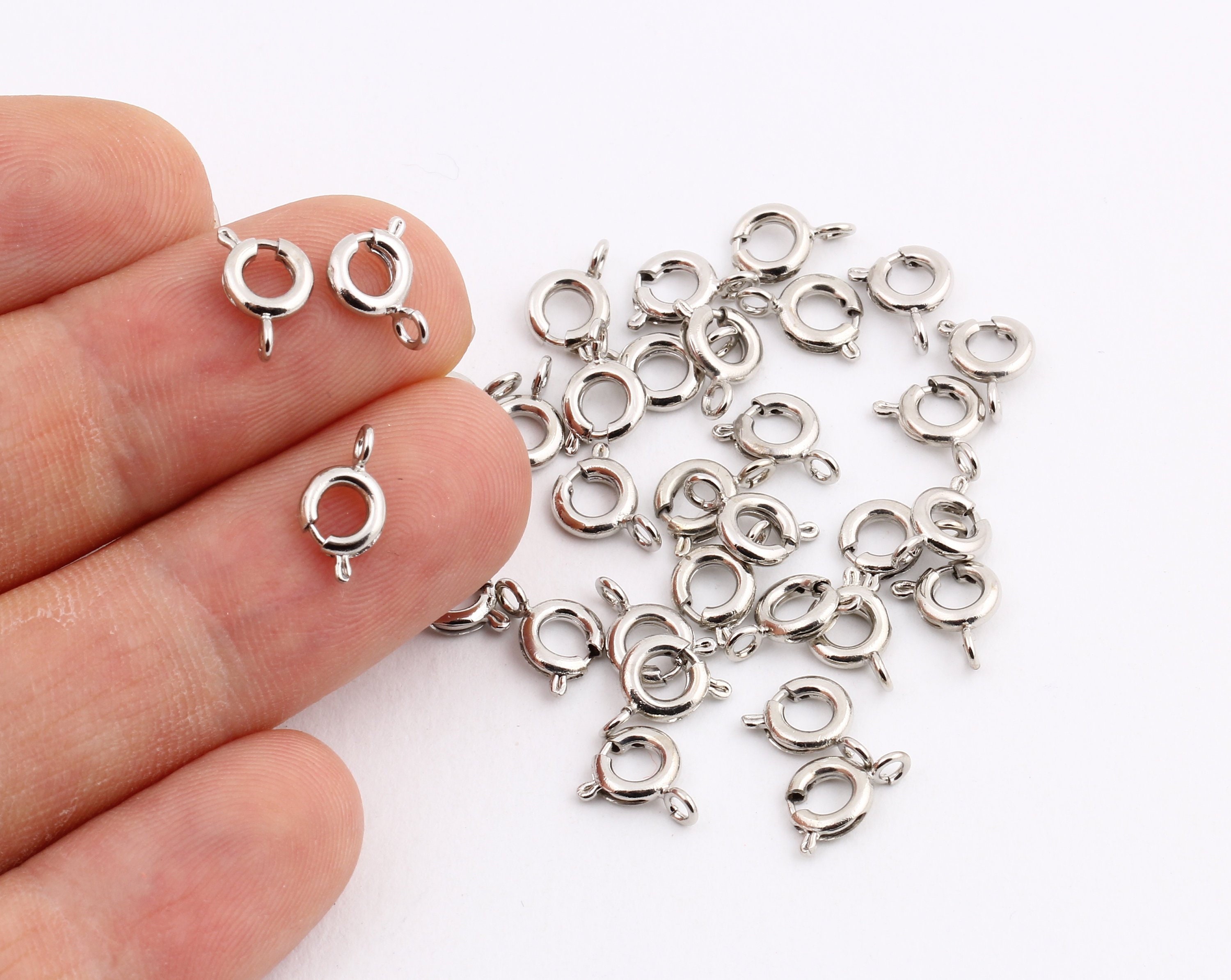 12 Pcs Silver Plated Round Spring Clasp brass Round Clasp - Etsy