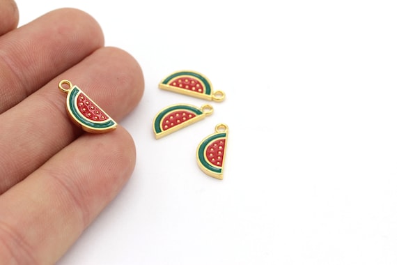 24k Shiny Gold Watermelon Watermelon Charms Colorful Charms - Etsy