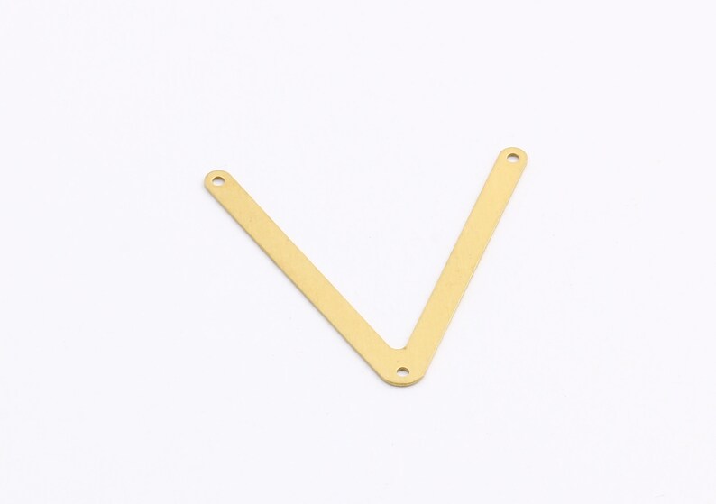 Brass V Connector, 10 Raw Brass Geometric Charms , 3 Hole Geometric ...