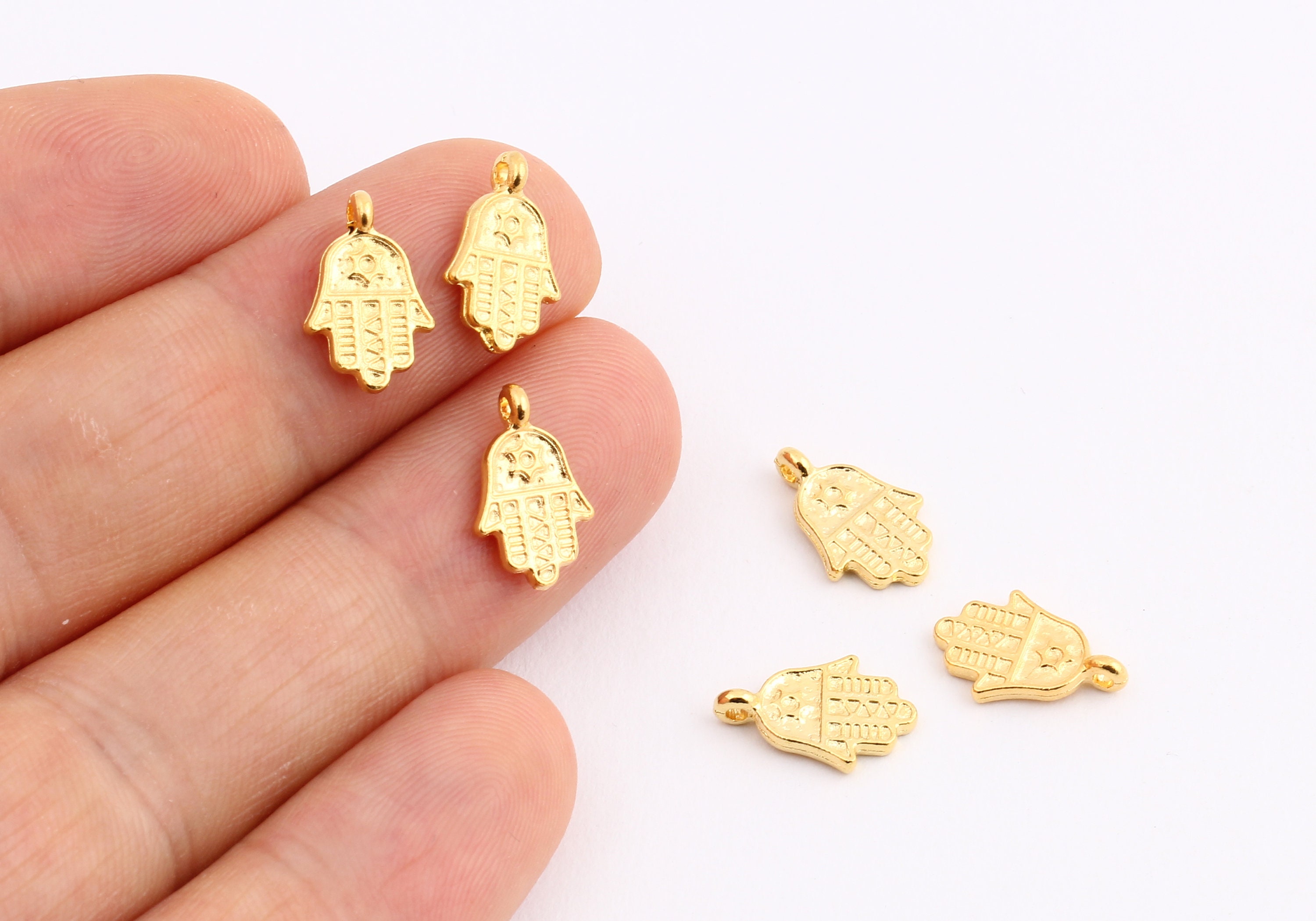 Gold Hamsa Charms 8.5x13mm 24k Shiny Gold Hamsa Charm Gold - Etsy