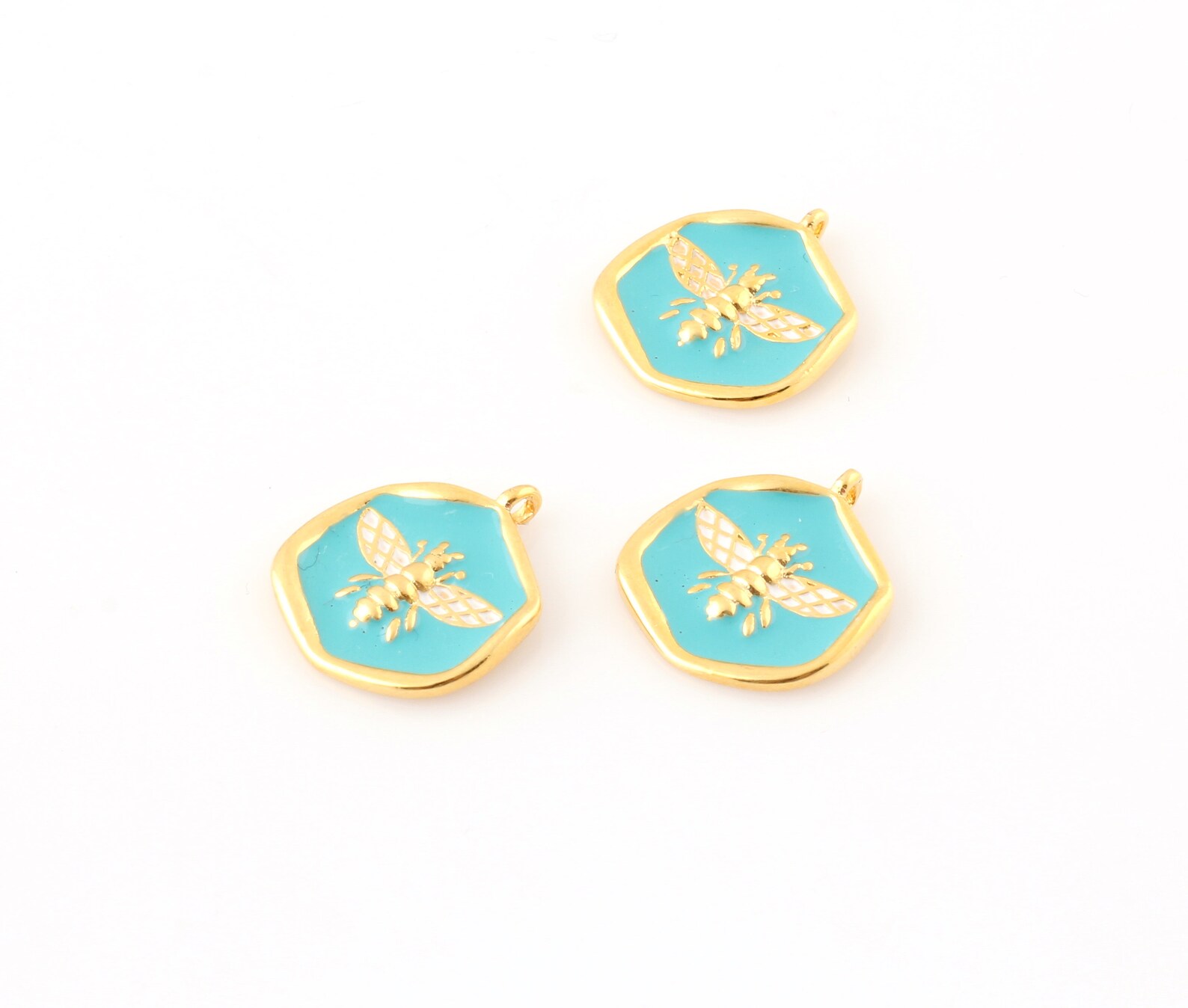 24k Shiny Gold Plated Bee turquoise Bee Necklace Bee - Etsy