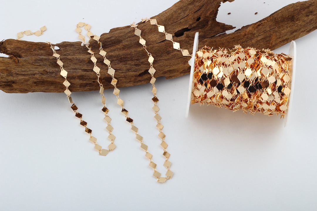 6 Mm Gold Plated Square Chain , Square Chain , Brass , Brass Square ...