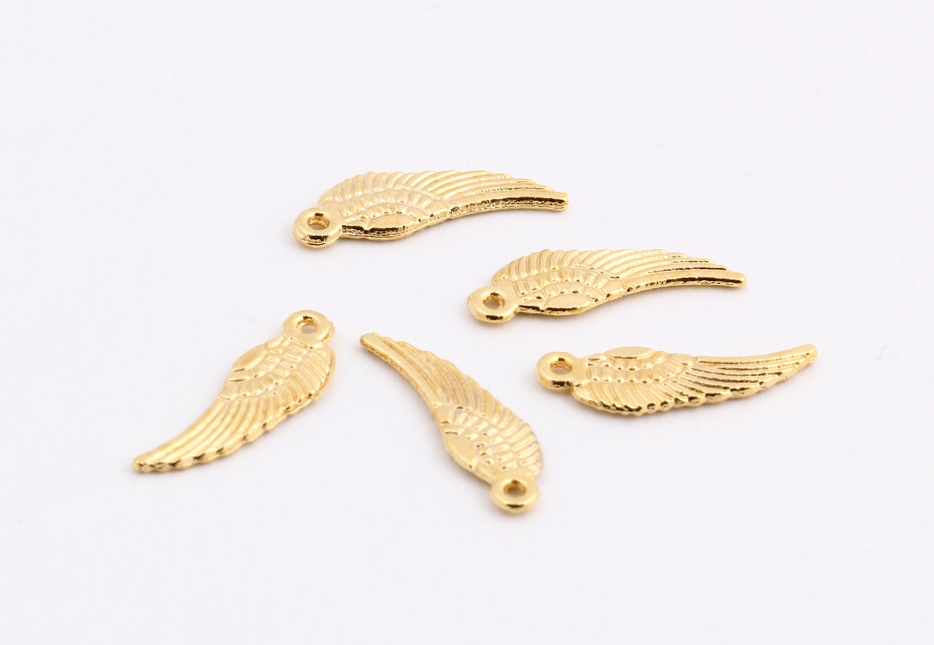 Gold Wing Charms 6 Pcs 24k Shiny Gold Plated Wing Pendant - Etsy