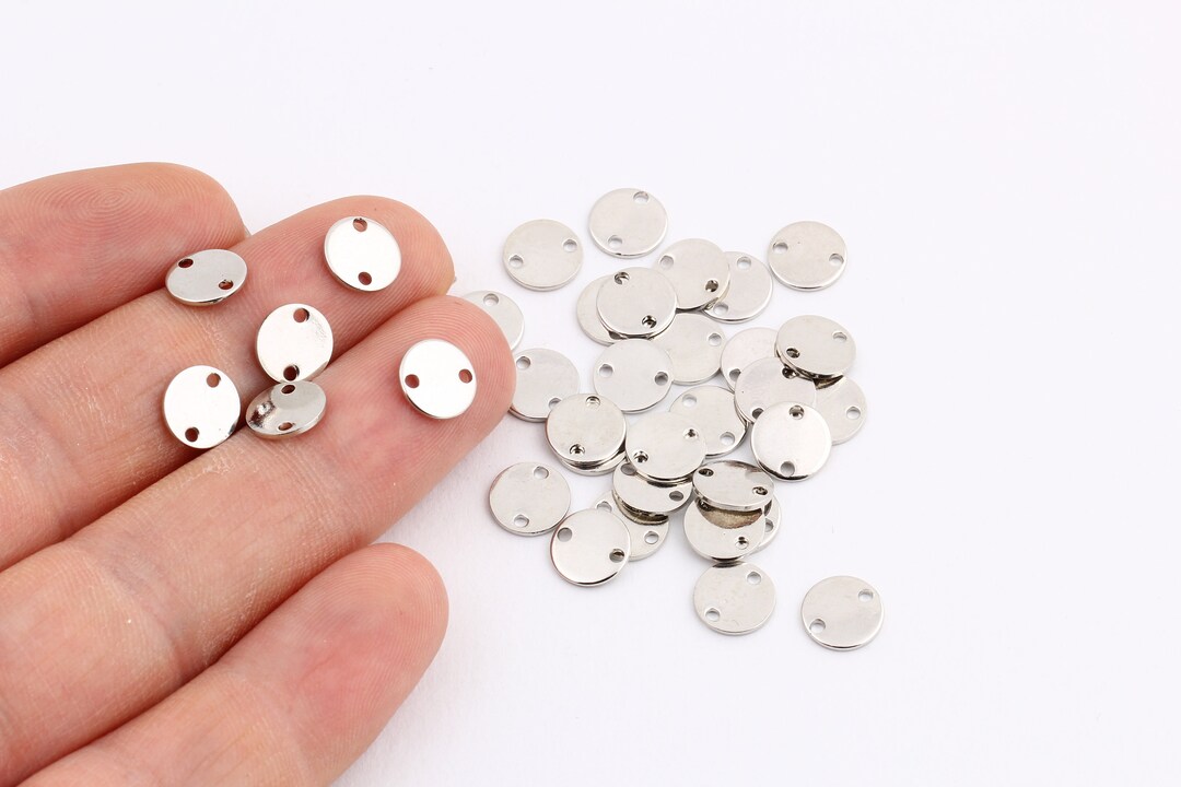 10 Pcs Silver Disc,8mm Silver Plated Disc, Stamped Disc, Coins, Two ...