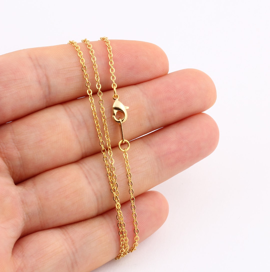 Dainty Necklace Chain-16"-17"-18"-20"-22"-25" 24k Gold Plated Shiny ...
