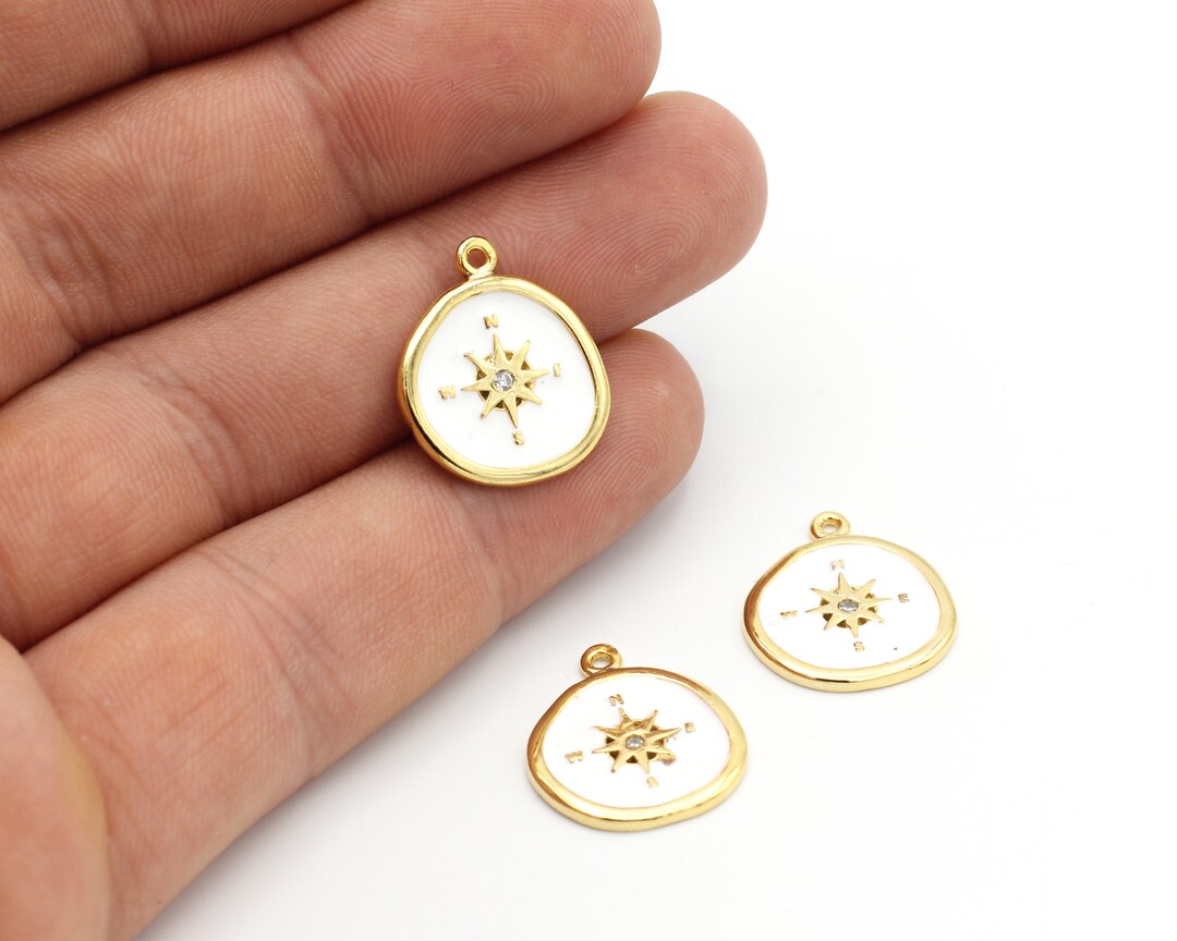 Compass Charms , 1 Pcs 24k Gold Plated Charms ,colorful Compass Pendant ...