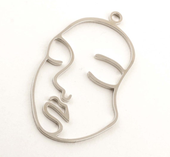 Silver Plated Face Charm Brass Face Shape Charms With 1 Loop | Etsy