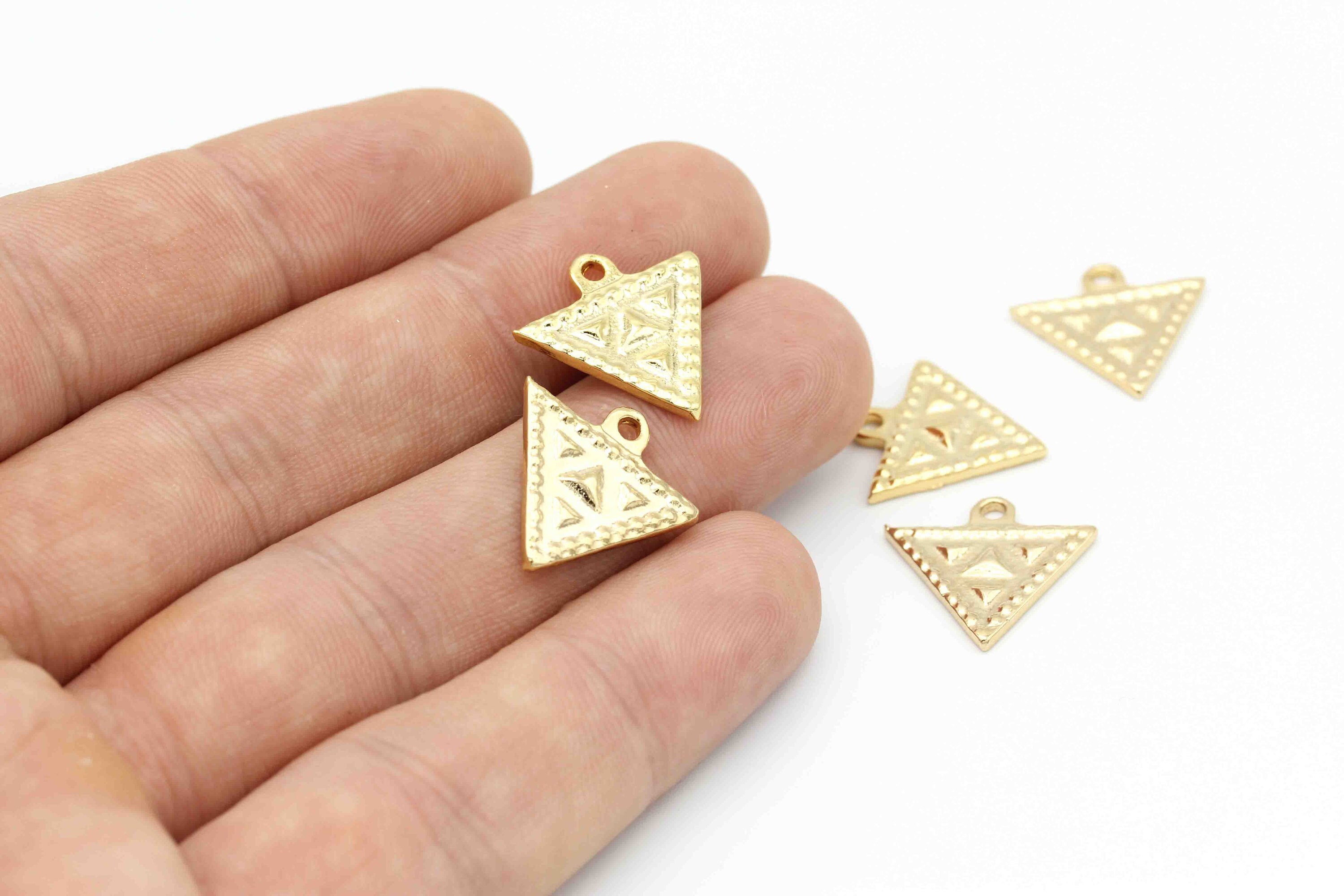 24k Shine Gold Plated Medallion Triangle Necklace Triangle - Etsy