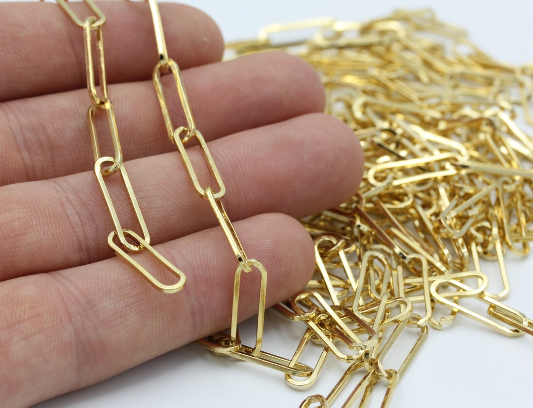 5x18mm Shiny Gold Plated Round Linked Chains, Gold Oval Chains, Oval ...