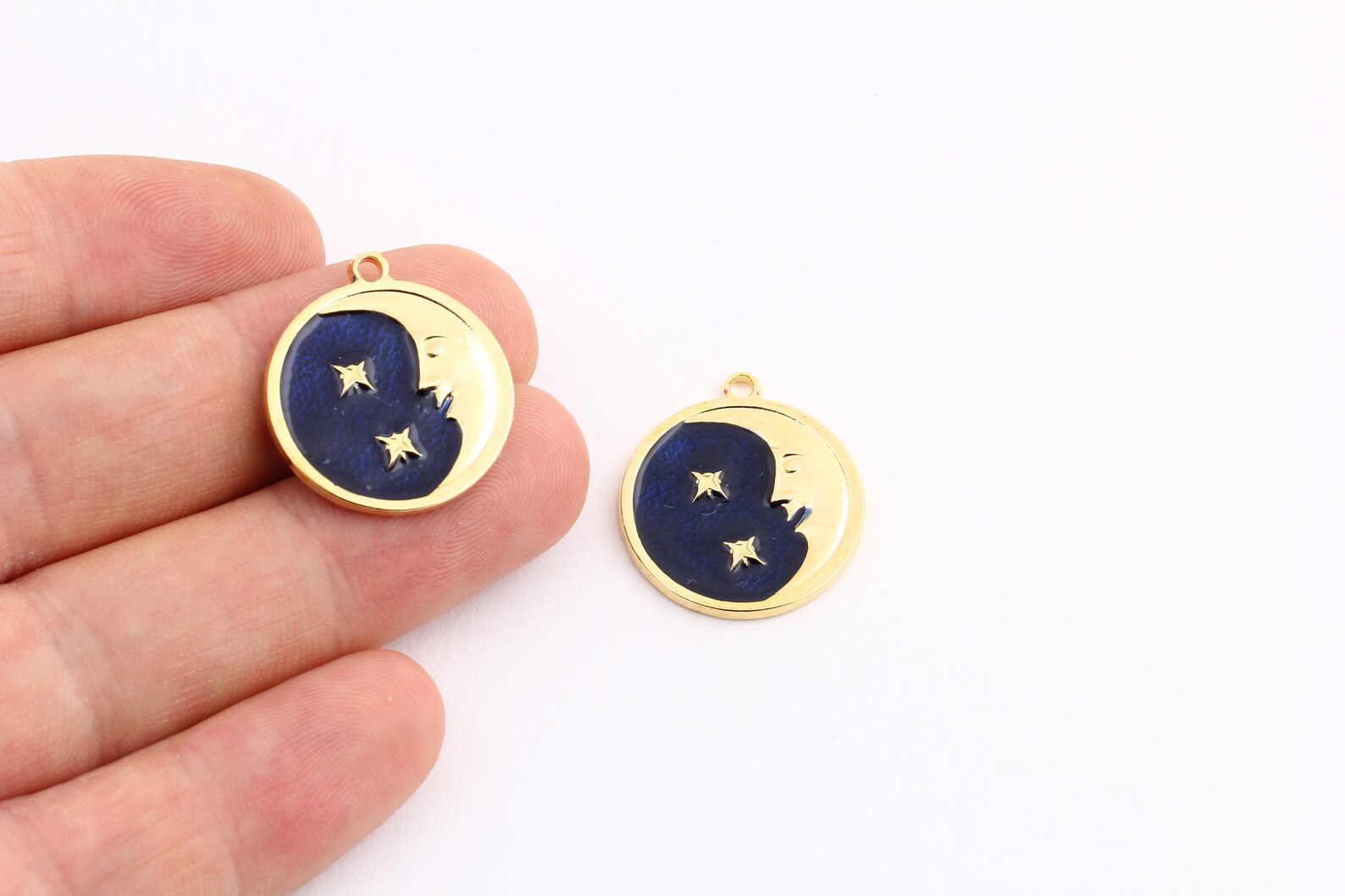 Gold Moon Medallion , 24k Shiny Gold Plated Moon Pendant , Medallion ...