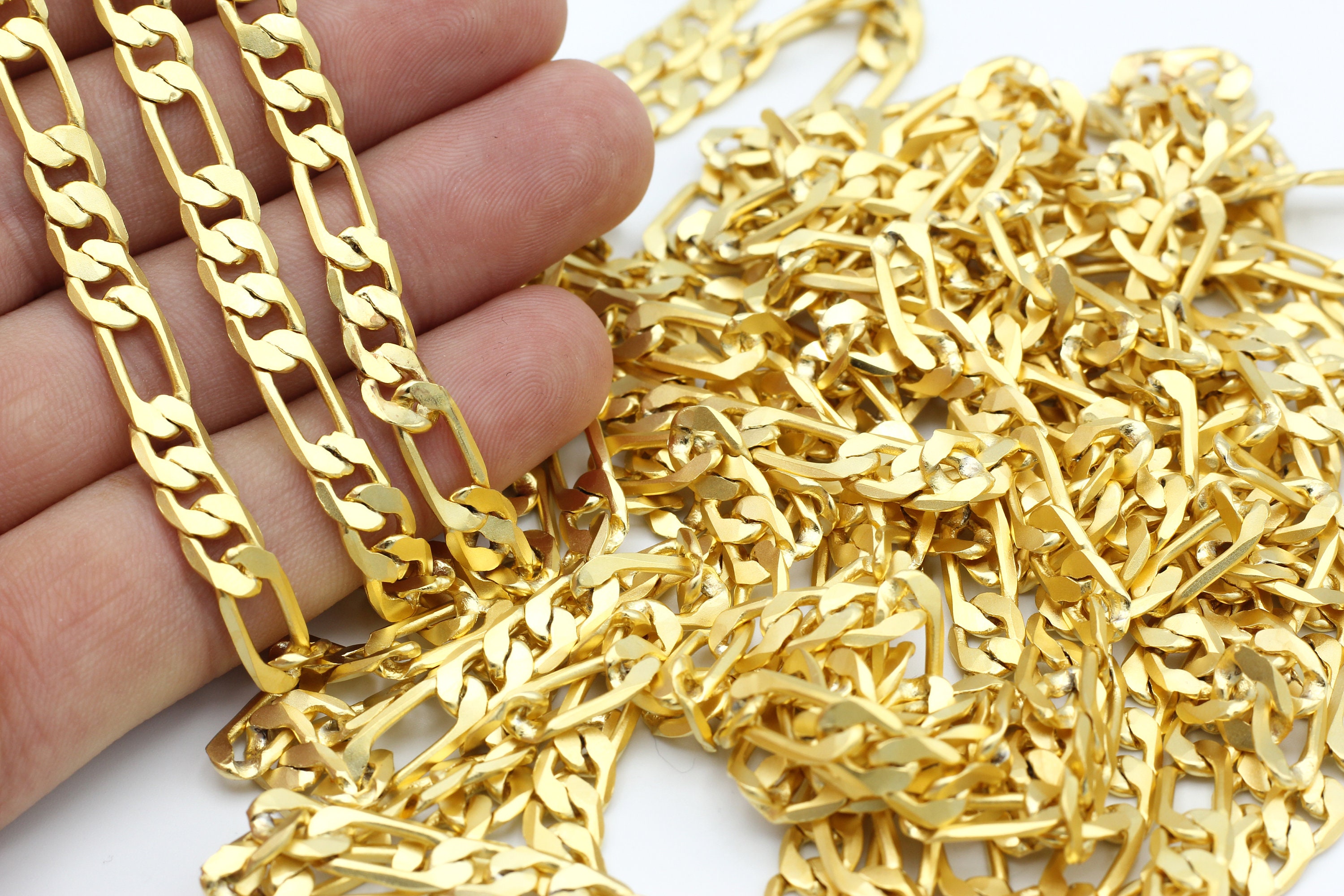 33 Feet 24k Matt Gold Plated Faceted Chain Curb Chain - Etsy