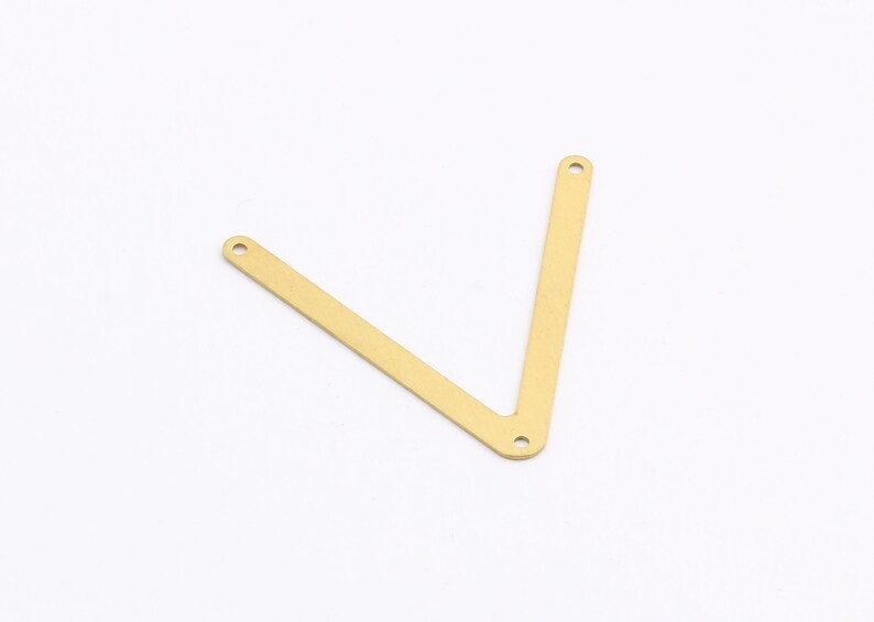 Brass V Connector, 10 Raw Brass Geometric Charms , 3 Hole Geometric ...