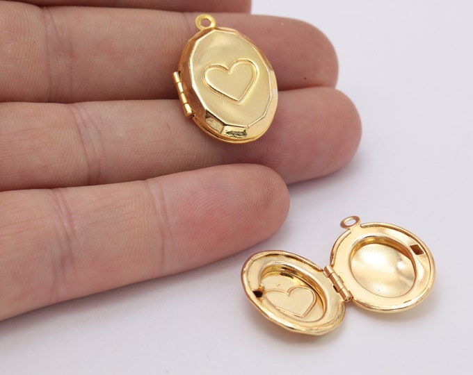 Gold Decorative Heart Locket Pendant, 24k Gold Plated Love Heart ...