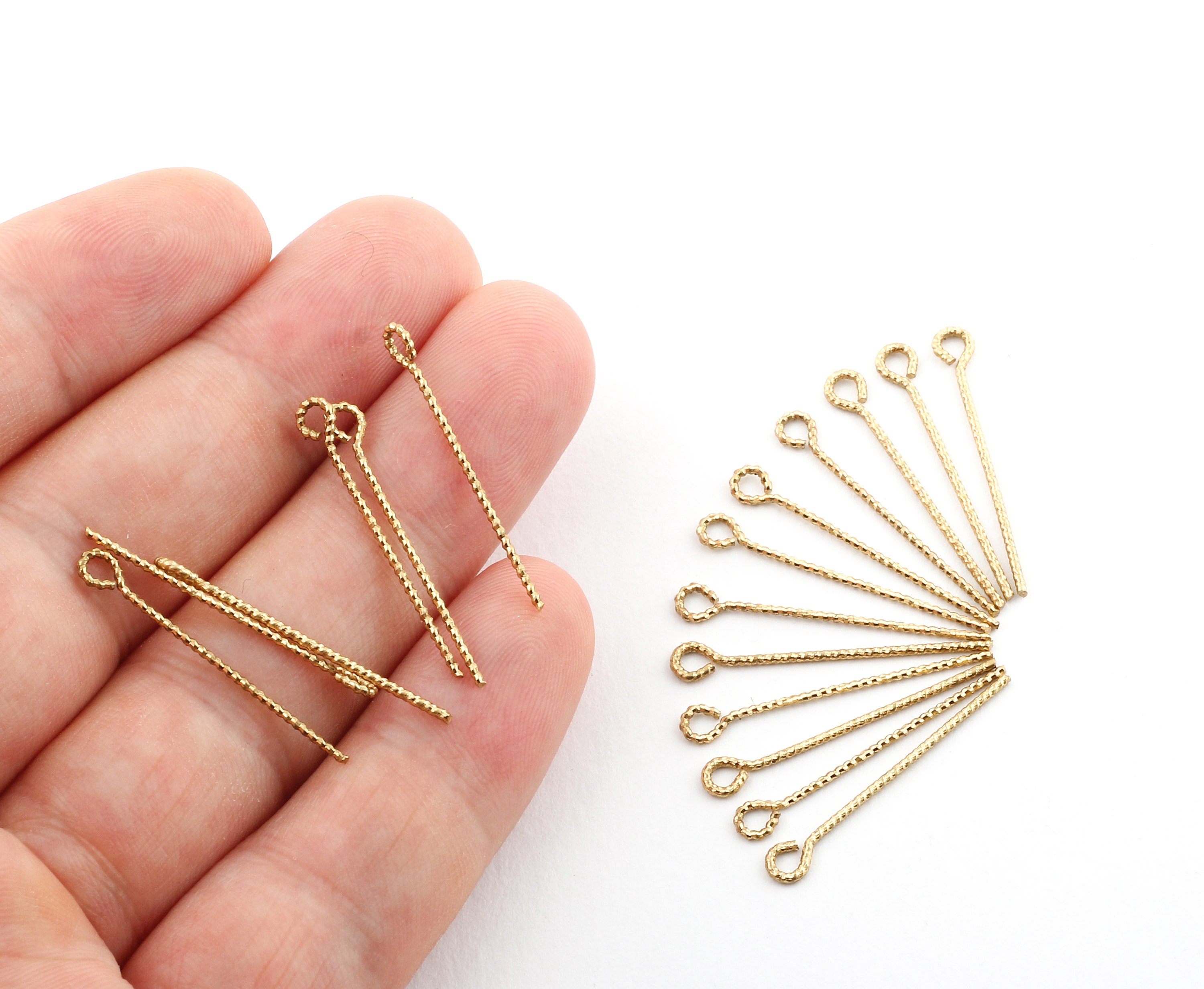 12 Raw Brass Shaven Eye Pin , Shaven Eye Pin , Brass, Shaven Pins , 1 ...