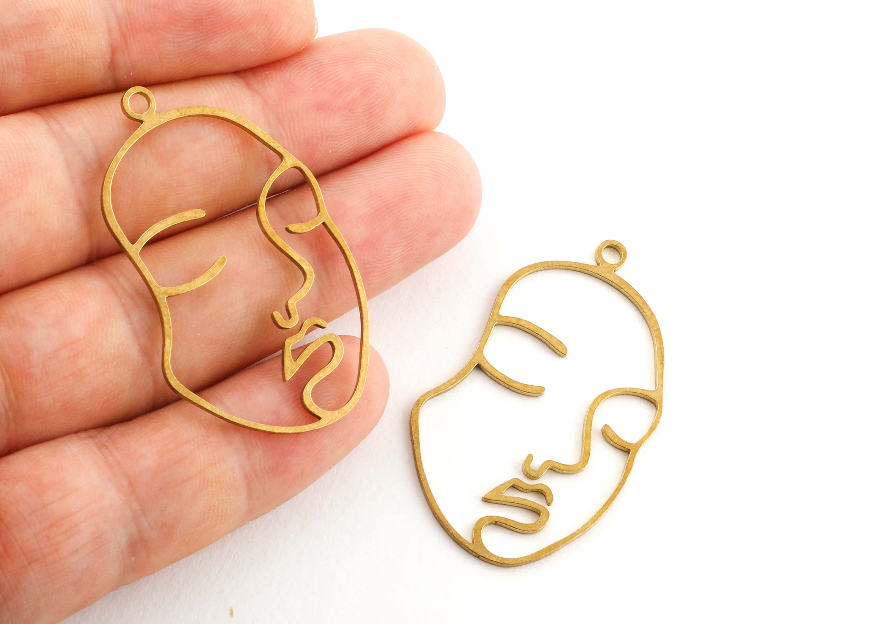 Brass Face Charm Raw Brass Face Shape Charms With 1 Loop - Etsy
