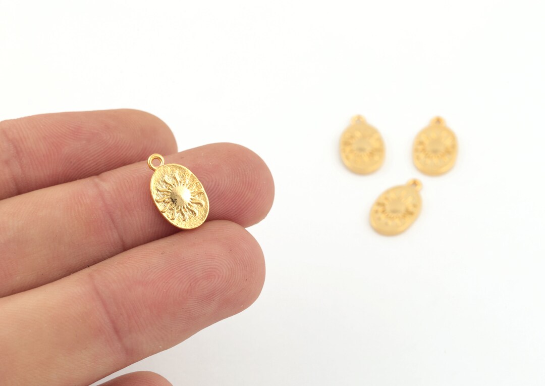 9x15mm 24k Shiny Gold Plated Sun Charms, Gold Plated Sunburst ,tiny Sun ...