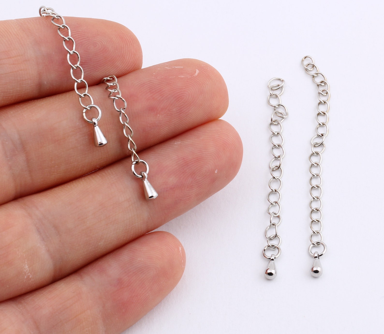 3 Pcs Silver Plated Extender Chain , Jewelry Supply , Gold Plated ...