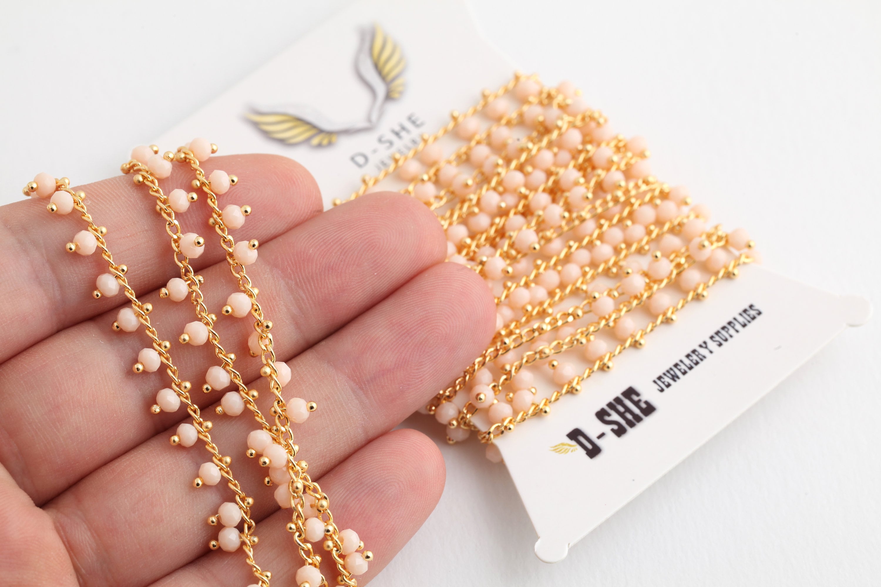 33 Feet Gold Plated Crystal Chains Beaded Chains Rosary - Etsy