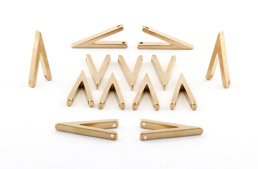 5 Pcs Raw Brass Triangle Charms (11x24mm) Connector - Triangle Pendant ...