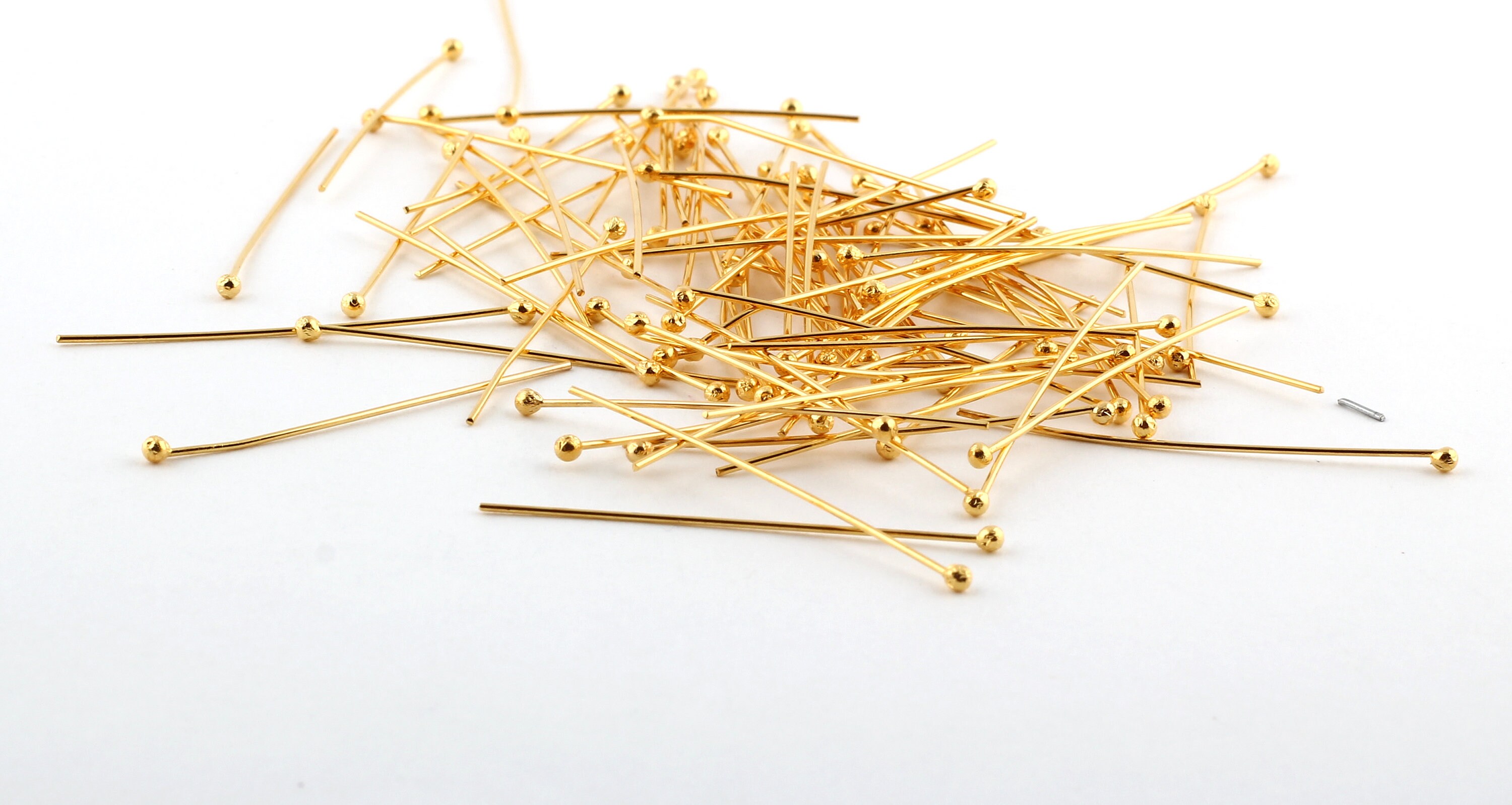 30 Pcs 30mm 24k Shiny Gold Plated Ball Head Pin Ball Head - Etsy