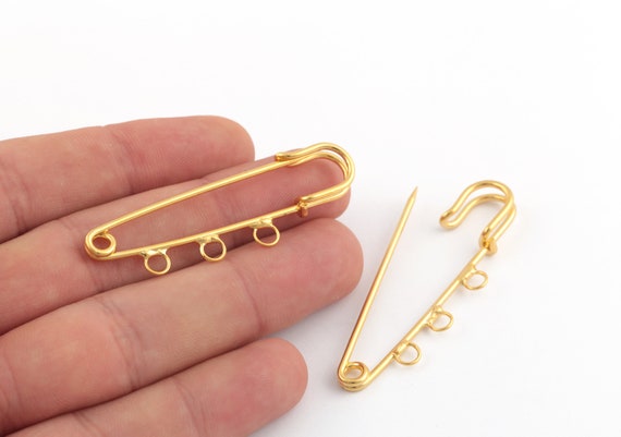 16x57mm 24k Shiny Gold Plated Safety Pin Charmsmulti Hole - Etsy