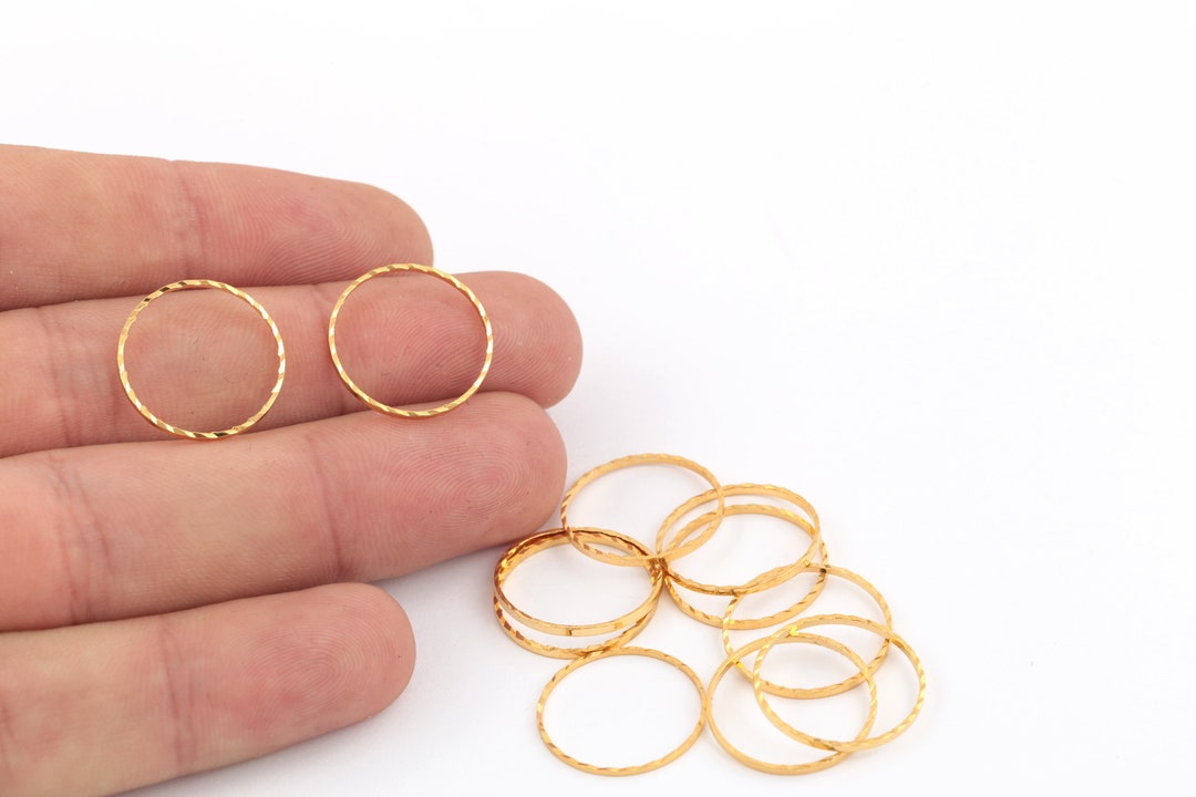 12 Pcs 18mm 24k Shiny Gold Plated Textured Circle,gold Plated Circle ...