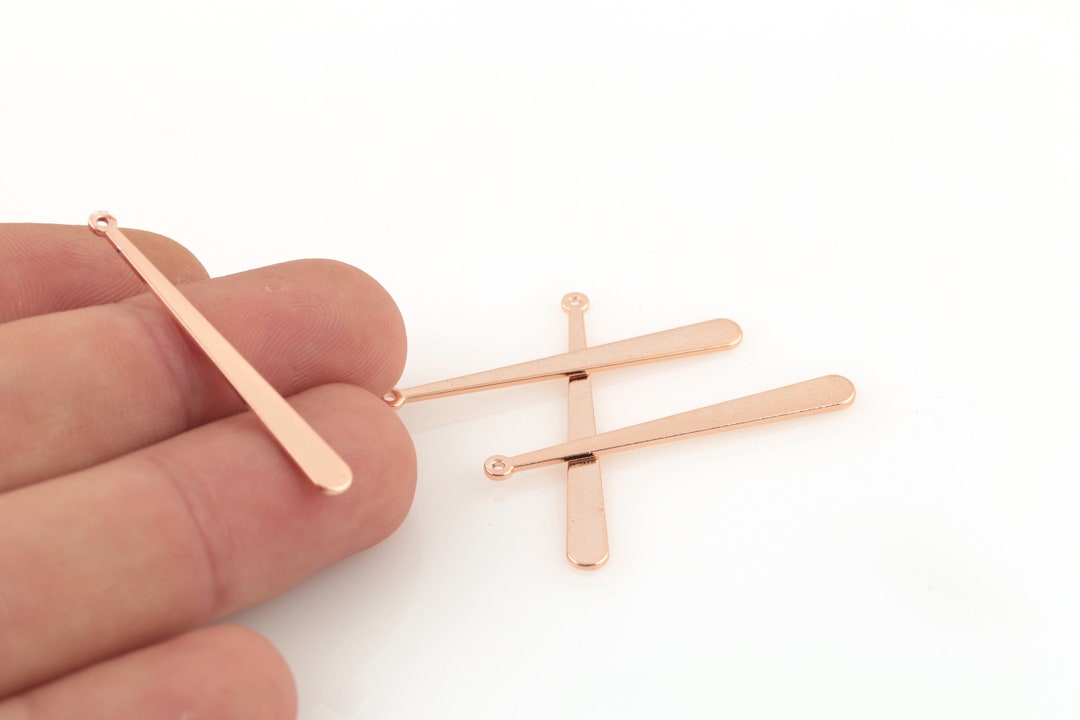 6 Pcs 4x40mm Rose Gold Plated Bar Jewelry, Long Rod Charms, Tie ...