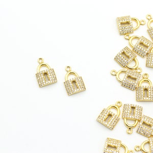 24k Shiny Gold Padlock Charms, Mini Lock Charms, Padlock Pendant, Lock ...