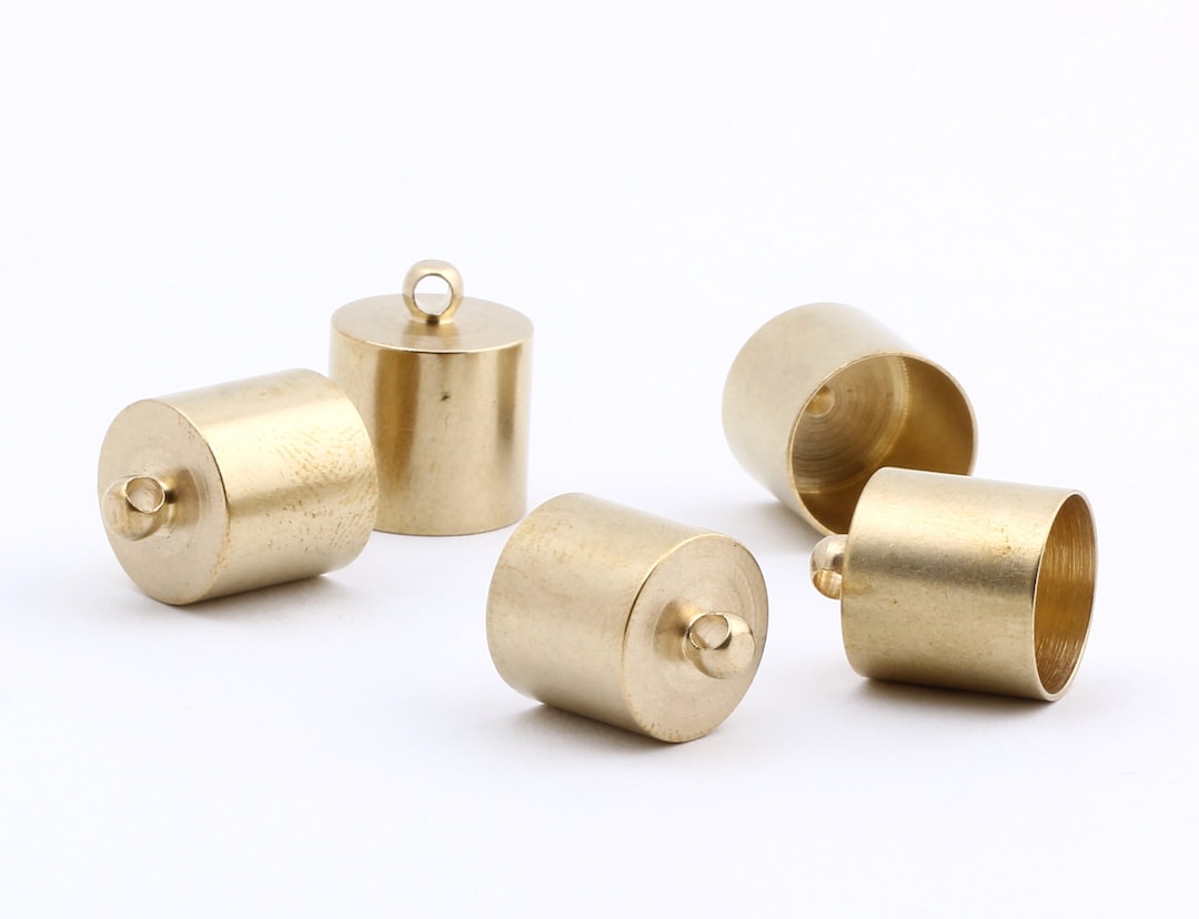 10 Pcs Raw Brass End Cap, Hole Inner 12mm , Solid Brass End Cap , Cord ...