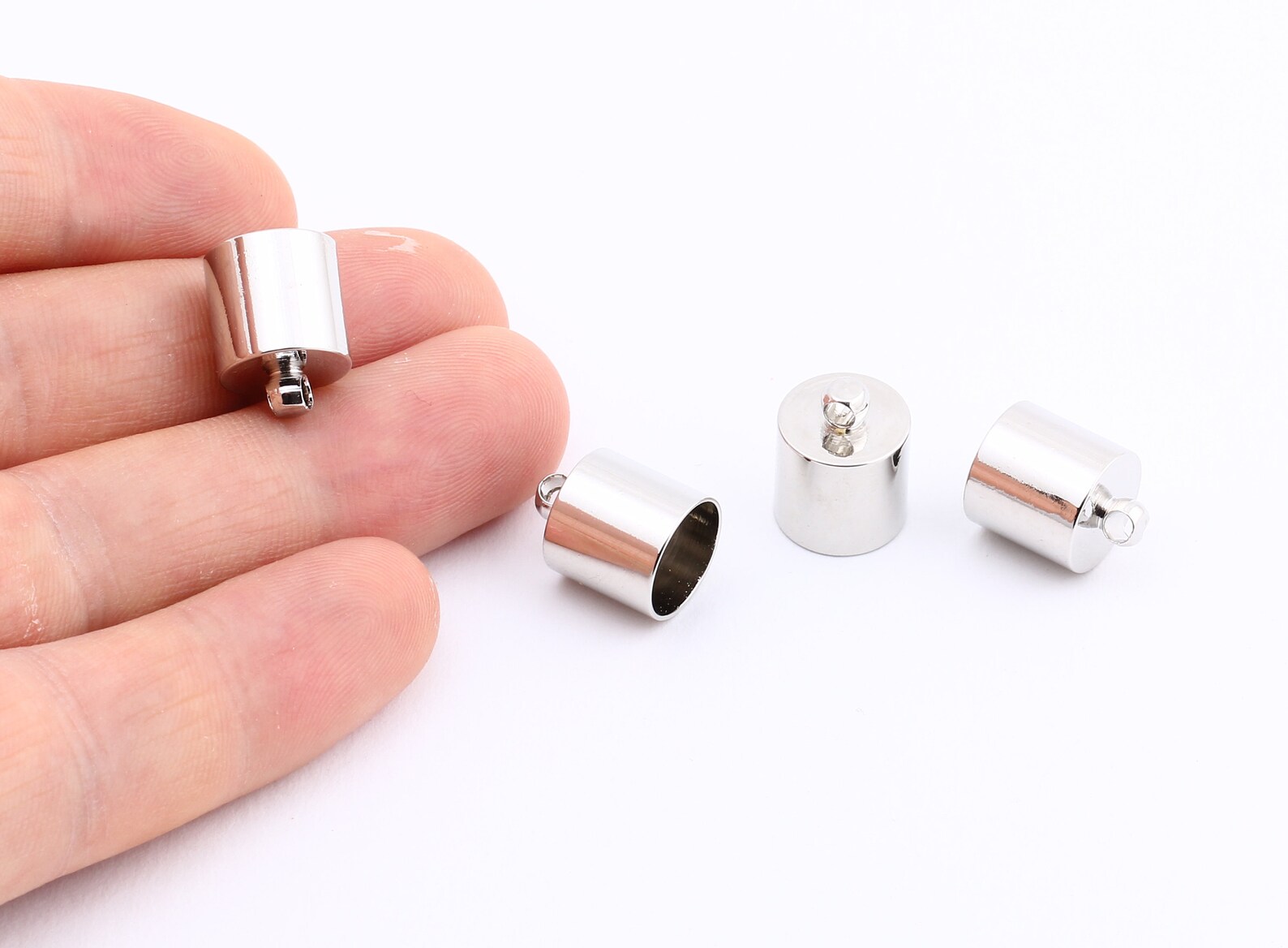 2 Pcs Silver Plated End Cap Hole Inner 10mm Huge end caps | Etsy