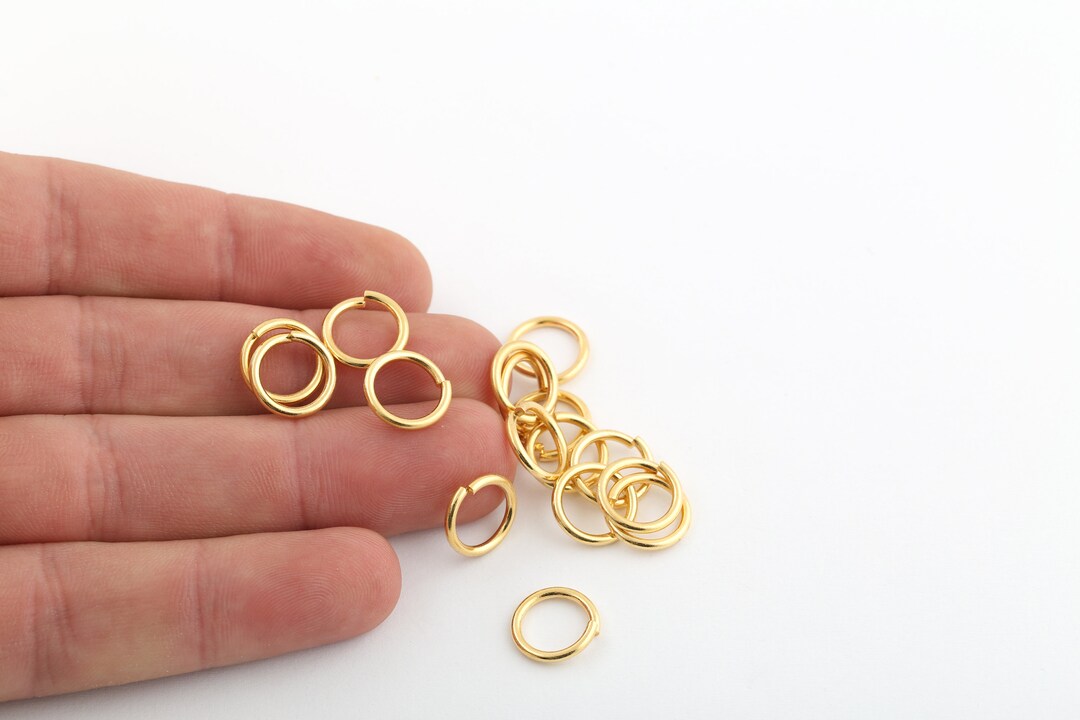 12 Pcs 1.2x10mm 24k Shiny Gold Plated Jump Rings ,tiny Jump Ring ...