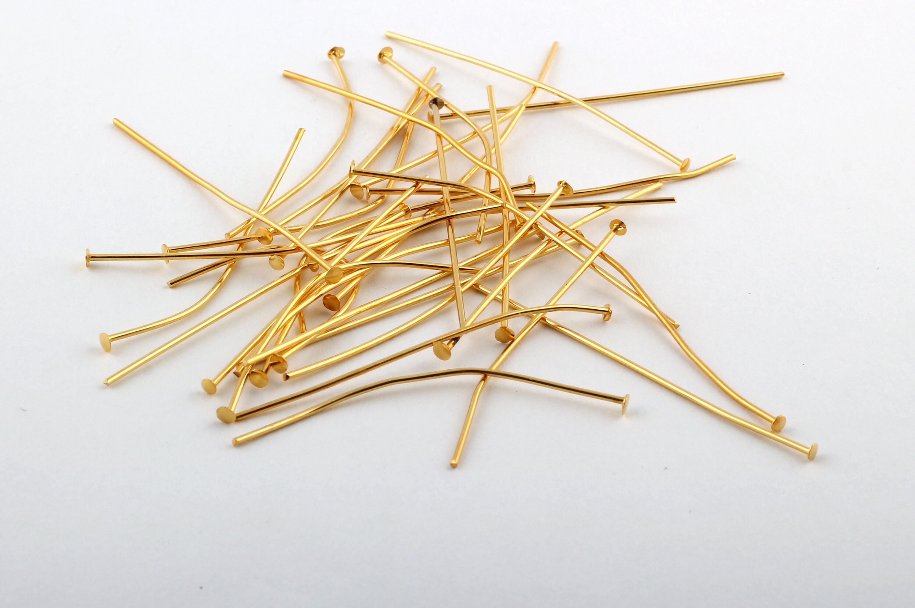 25 Pcs 090x50 Mm 24k Shine Gold Plated Head Pin Head Pin - Etsy