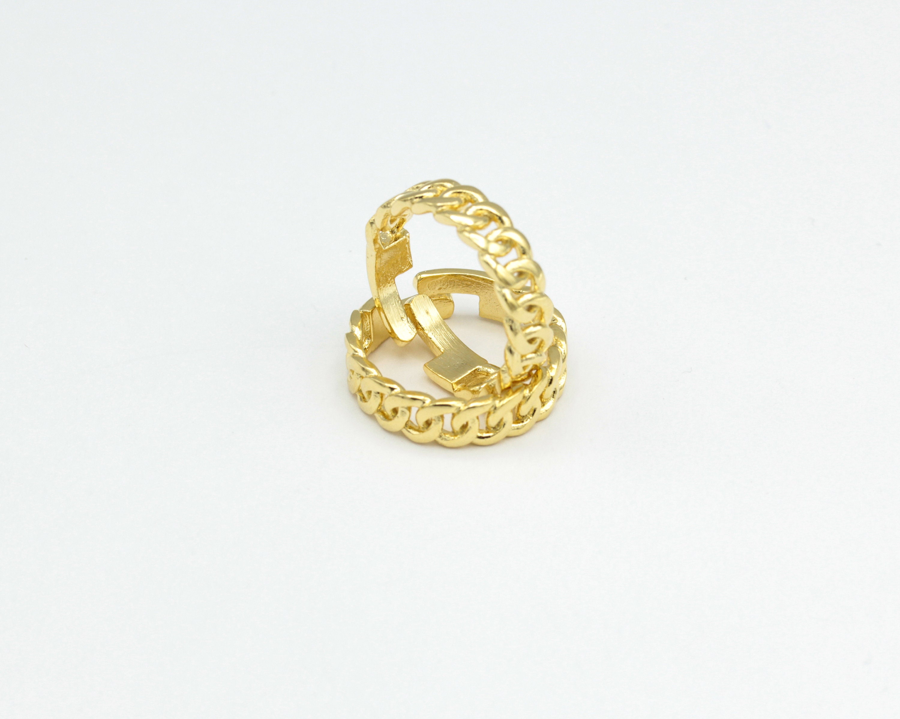 17mm 24k Shiny Gold Chain Ring, Chain Ring, Adjustable Gold Ring ...