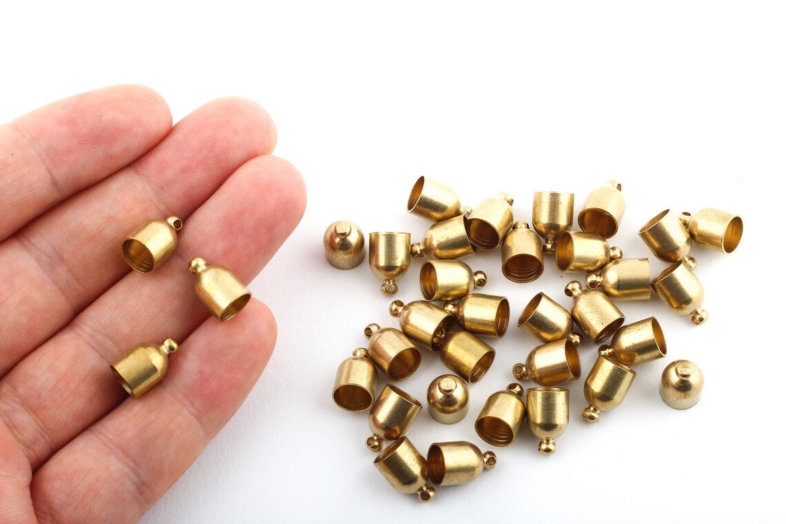 12 Pcs 8x12mm Raw Brass End Cap Solid Brass End Cap Cord - Etsy