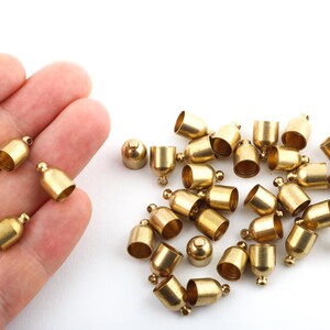 12 Pcs 8x12mm Raw Brass End Cap , Solid Brass End Cap , Cord End , Tube ...