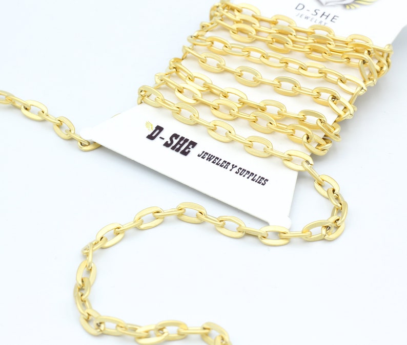 5x8.5mm Matt Gold Plated Oval Chains, Gold Oval Chains, Oval Rolo ...