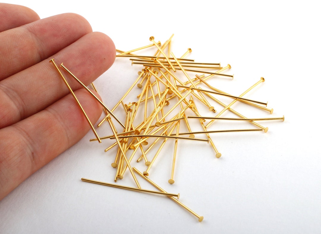 Gold Plated Needles for Jewelry Making Head Pin , 35 Mm 24k Shine Gold ...