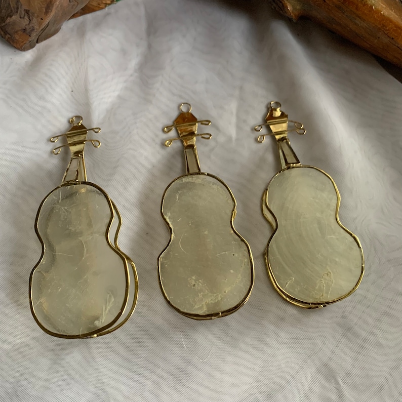 Vintage Capiz Shell Musical Instrument Ornaments Made in the - Etsy