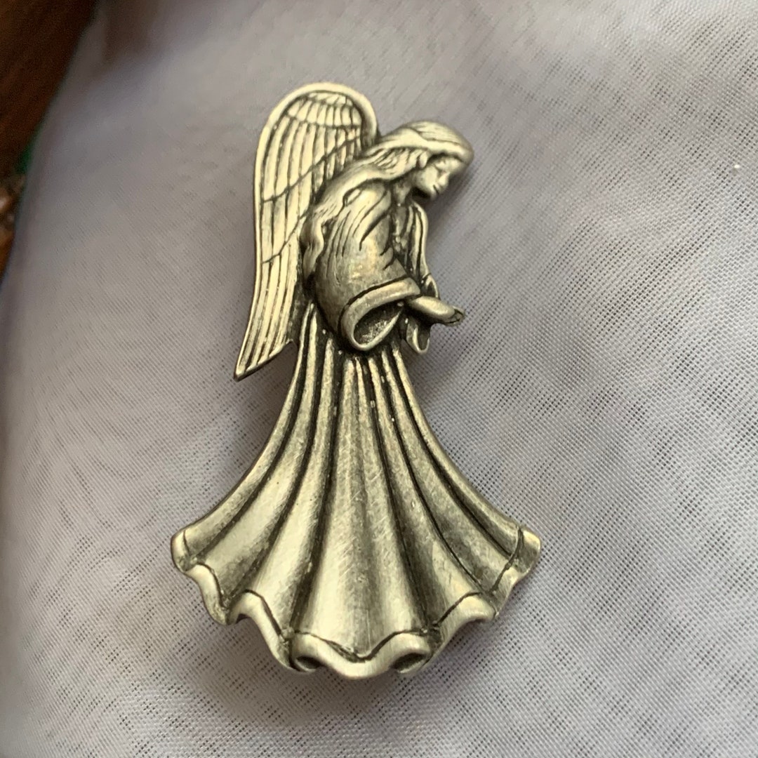 Vintage Pewter Angel Pin By Unique Canada Etsy