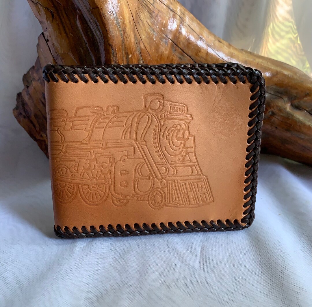 Vintage Hand Tooled Leather Wallet Train/railroad Themed - Etsy