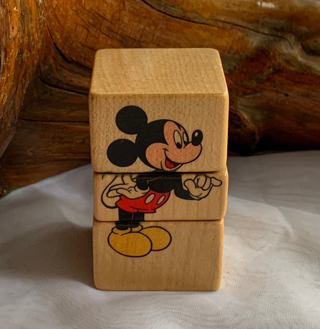 Vintage Walt Disney Characters Wooden Twist/spinning Block Toy/puzzle ...