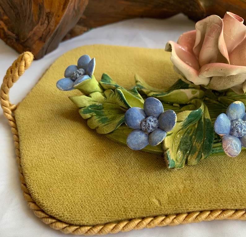 Vintage Capodimonte 3D Floral Porcelain Velvet Wall Plaque - Etsy