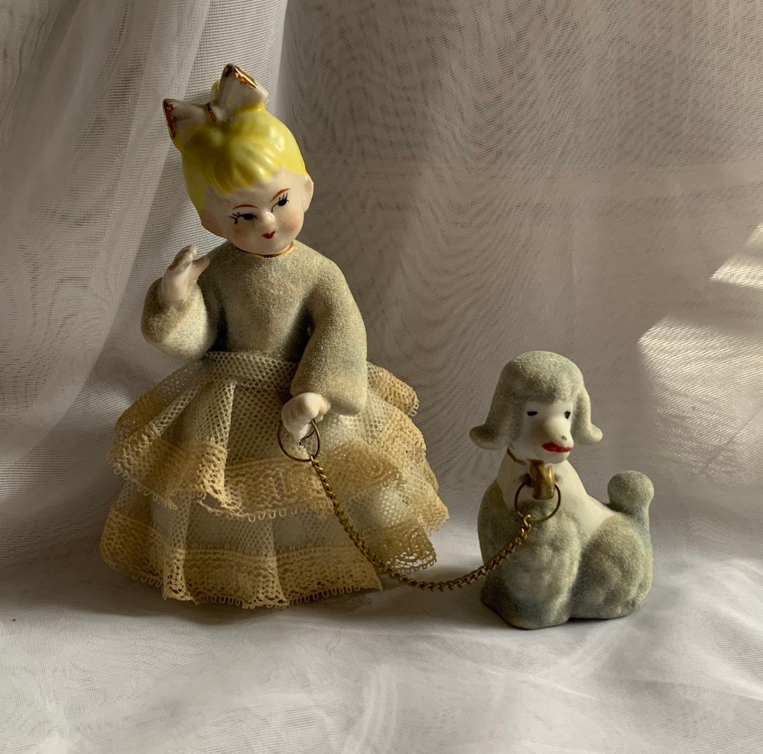 Vintage an Enterprise Exclusive Flocked Ceramic Girl With Poodle on ...