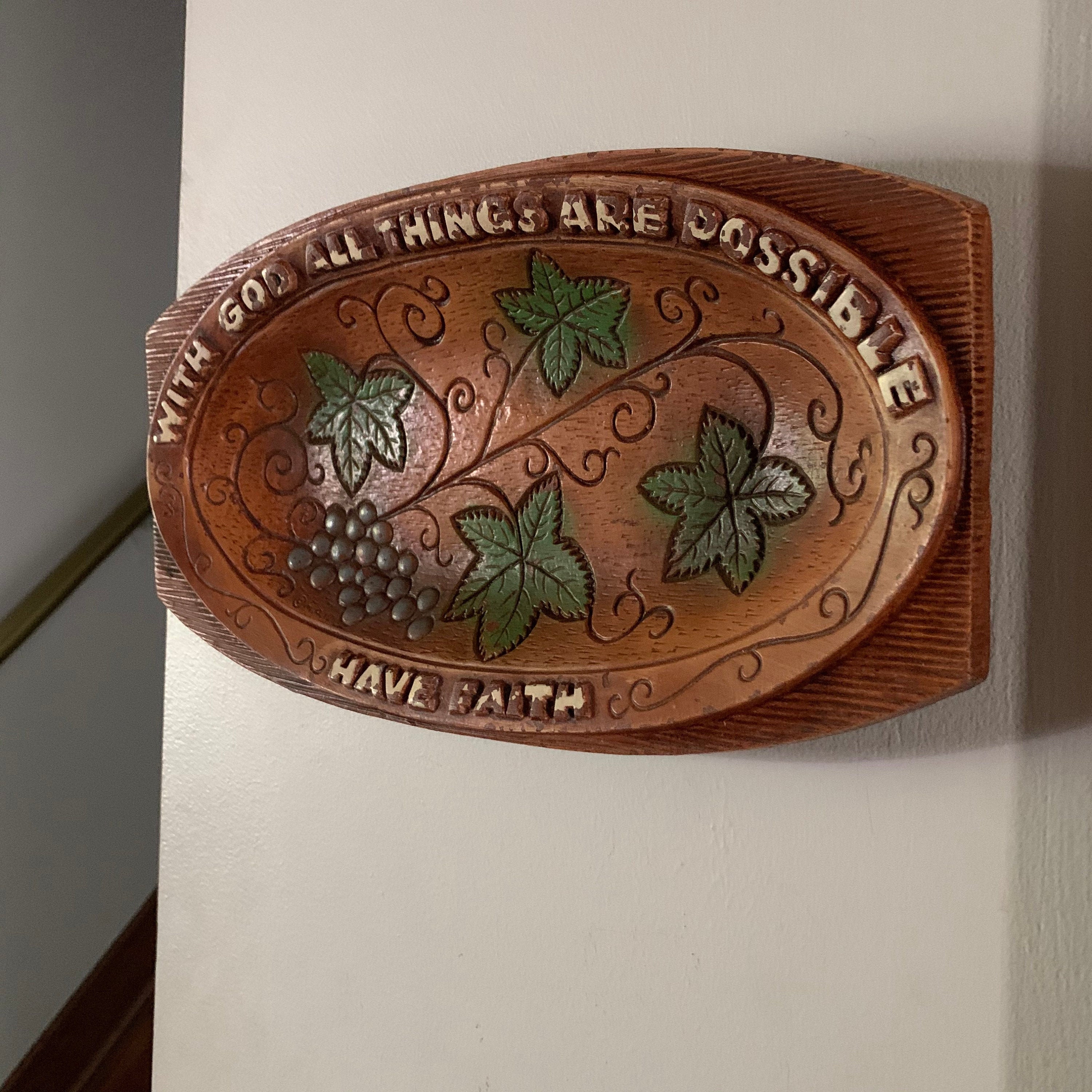 Vintage Faux Wood Resin Religious/prayer Wall Plaque/tray - Etsy