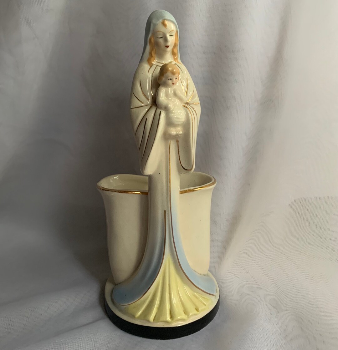 Vintage Ceramic/porcelain Madonna and Child/mary, and Jesus Planter, by ...