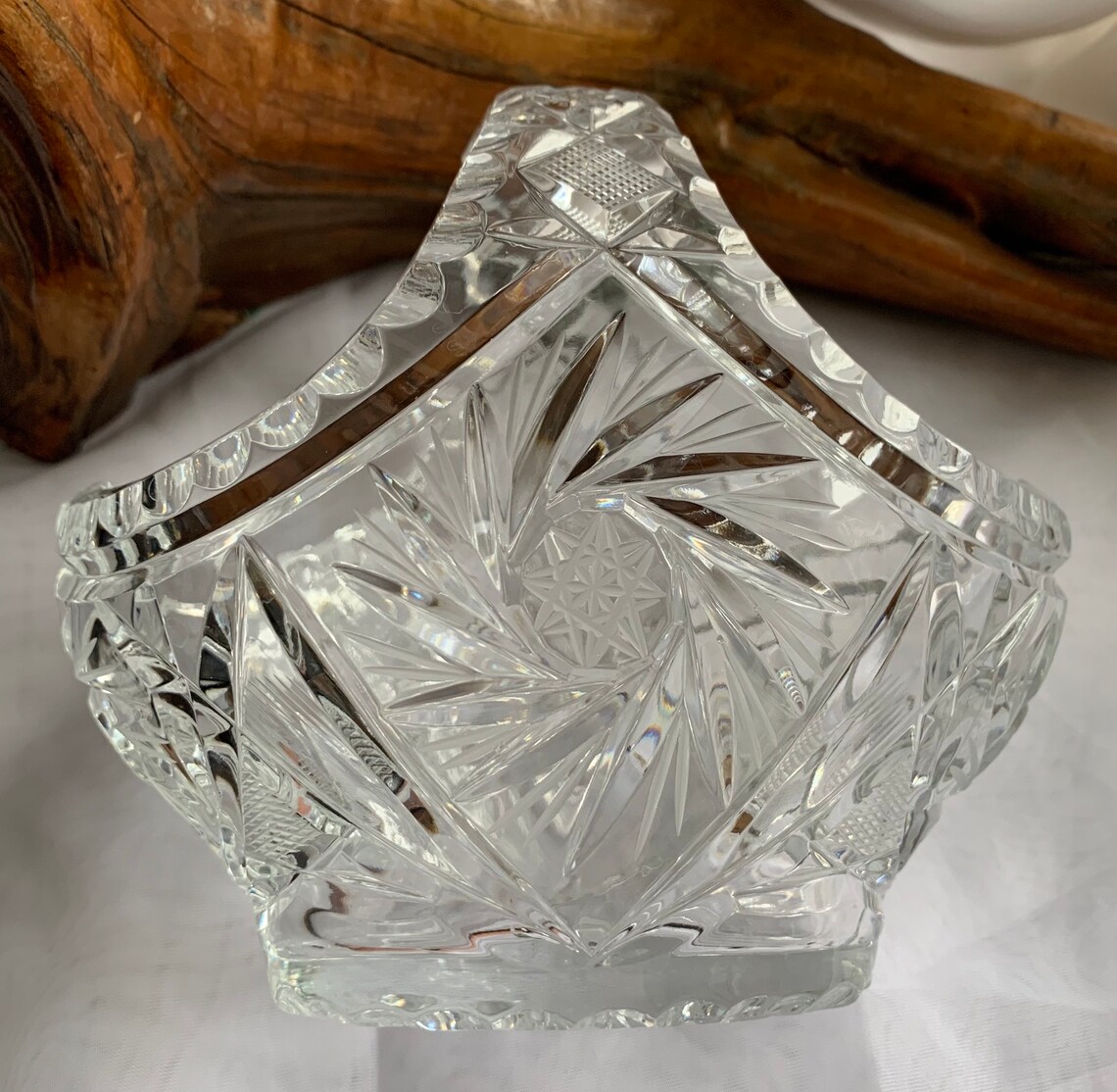 Vintage Hand Cut Lead Crystal Glass Basket Candy Dish/bowl - Etsy