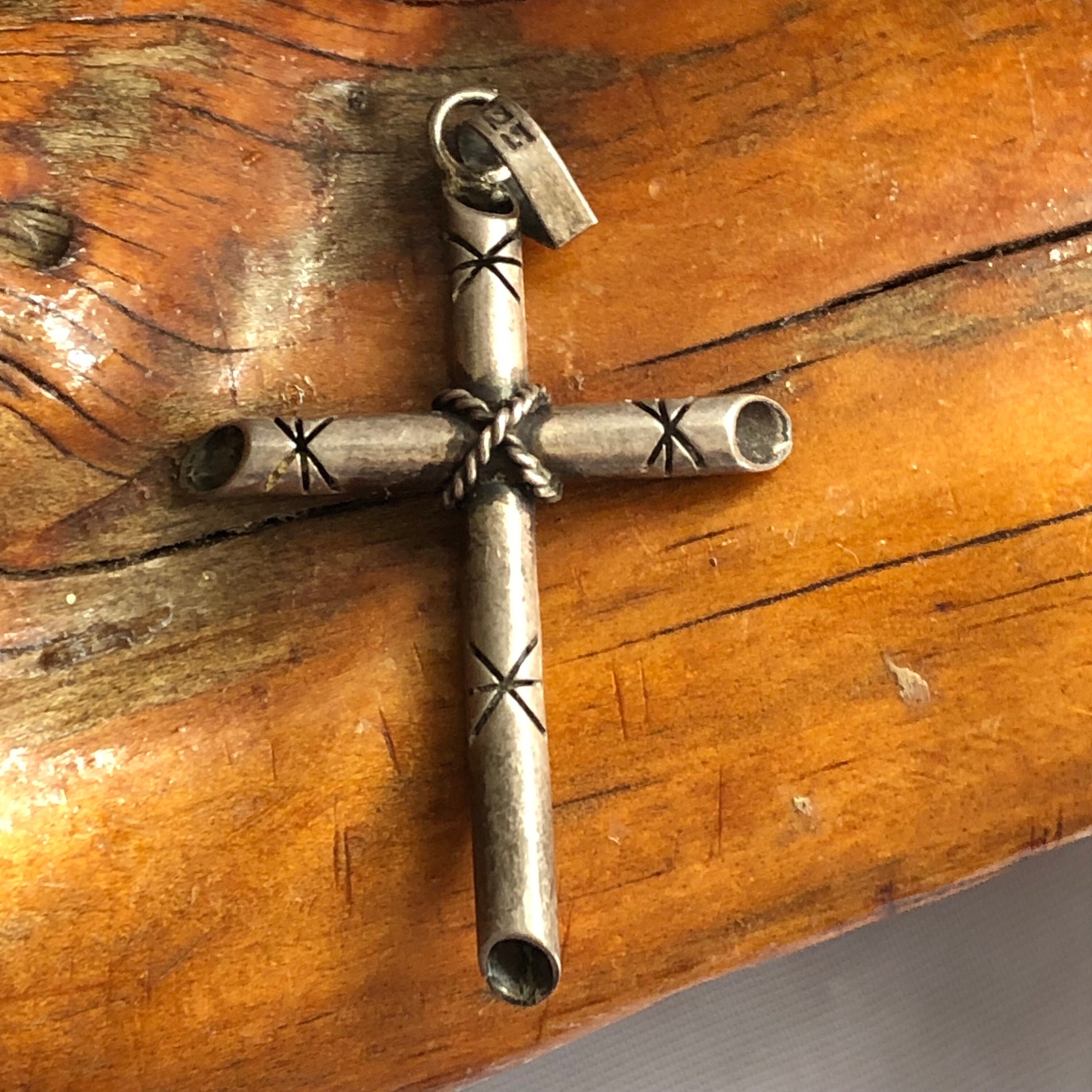 Vintage 925 Silver Rustic/Medieval Cross/Crucifix Pendant | Etsy