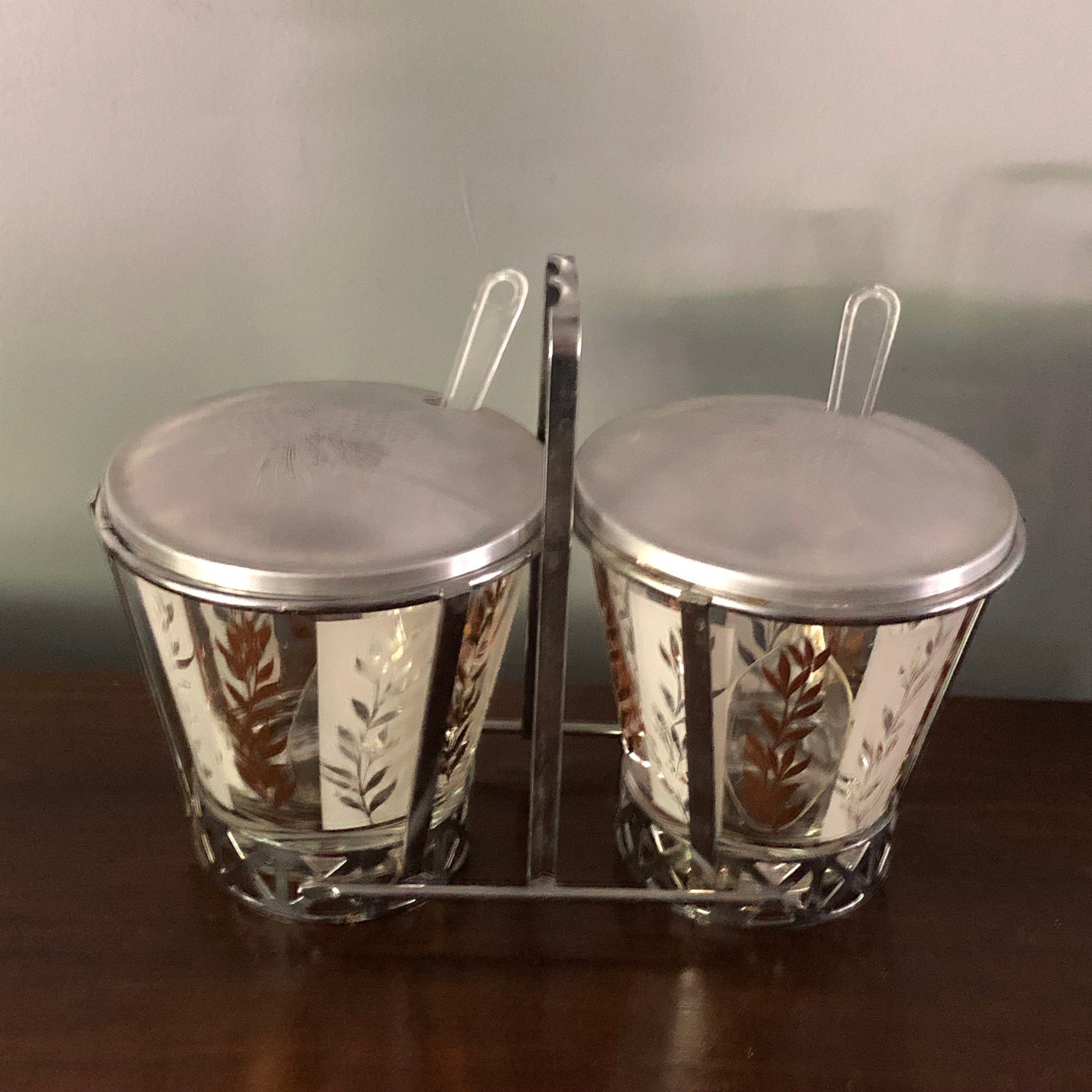 Vintage Glass Condiment Server With Silver Tone Metal Handled | Etsy