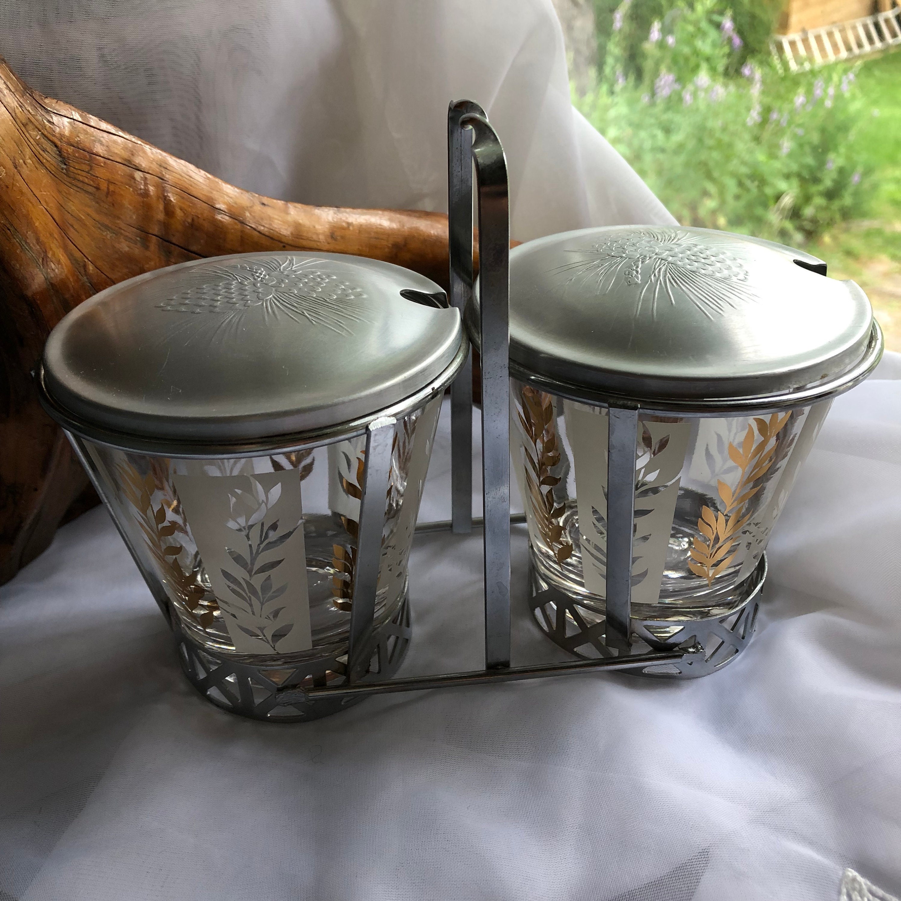 Vintage Glass Condiment Server With Silver Tone Metal Handled | Etsy