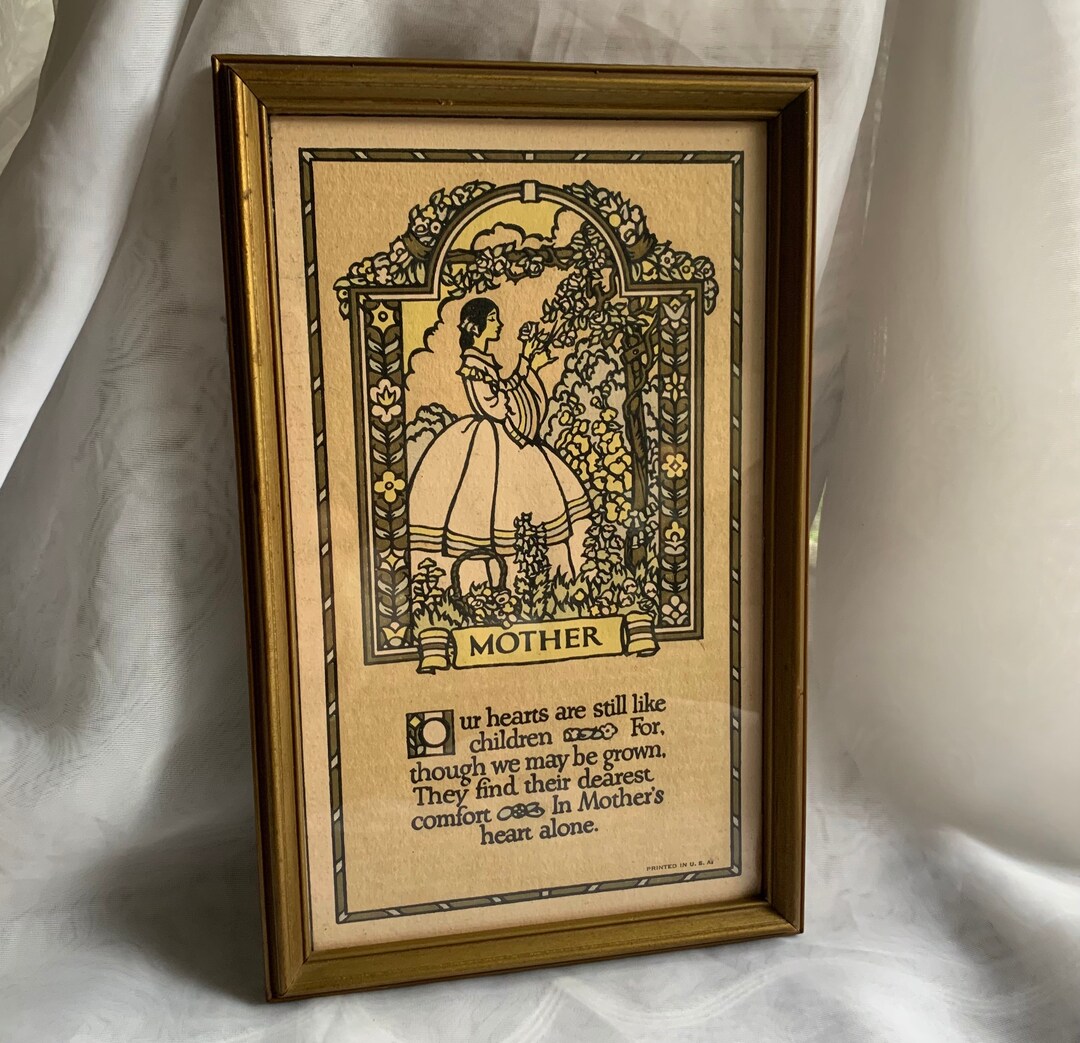 Vintage Framed Mother Poem With Illustration Print - Printed in USA - Etsy